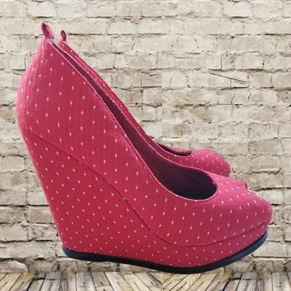 Restricted | Shoes | Restricted Shoes Red And White Polka Dot Wedges ...